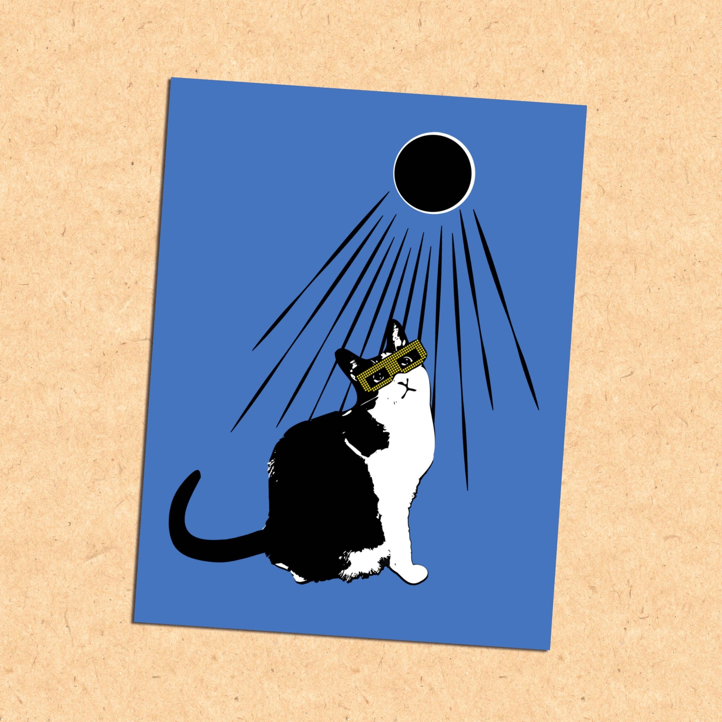 Colossal Sanders - Eclipse Cat 2024 Solar Eclipse postcard | Wally's Corner